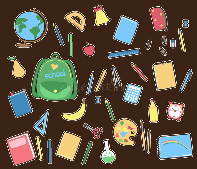 Various School Subjects on a White Background. Vector. Stock Vector ...