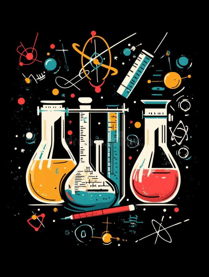 Various Science-related Items on a Dark or Black Background, Suitable ...