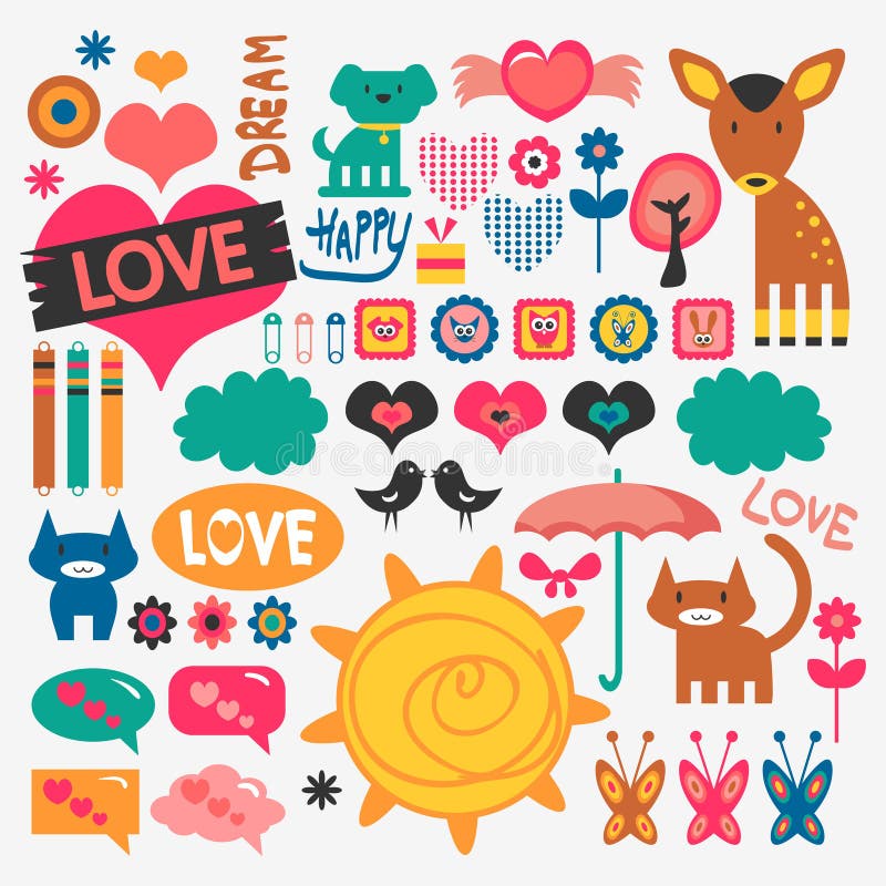 Various Scrapbook Elements Set Stock Vector - Illustration of ...