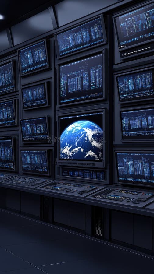 Various Screens Showcase Diverse Digital Content Surrounding a Globe ...