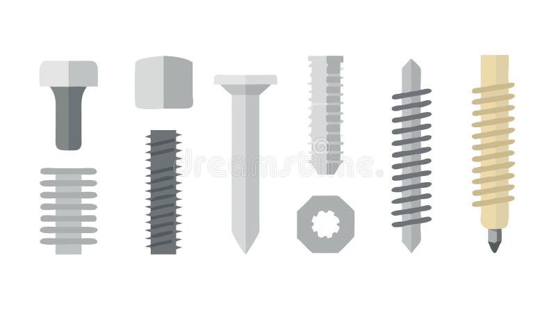 Various Screws and Bolts Fasteners Icon, Hardware Engineering, Vector ...