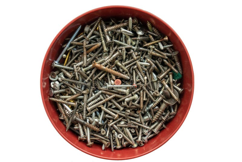 Various Screws and Self-tapping Screws in a Jar. Storage of Hardware ...