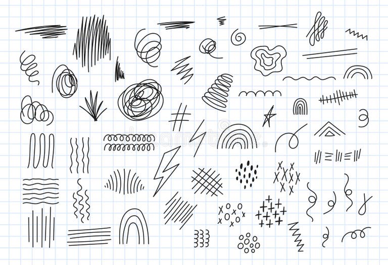 Various Scribbles and Squiggles Vector Set. Isolated Hand Drawn Lines ...