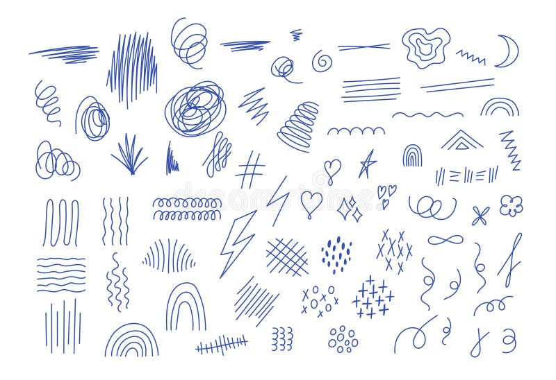 Various Scribbles and Squiggles Vector Set. Isolated Hand Drawn Lines ...