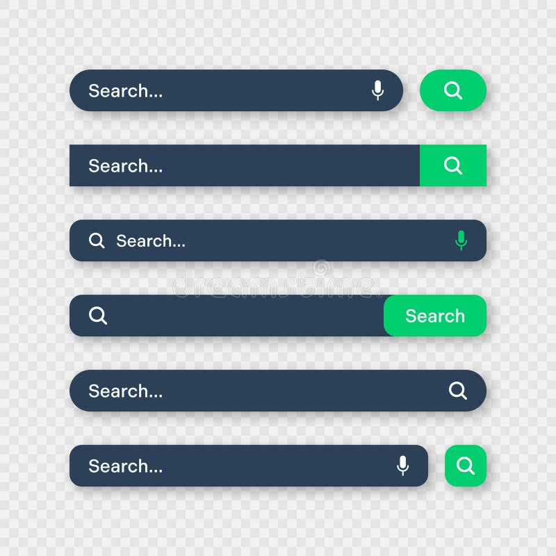 Various Search Bar Templates, Dark Mode. Internet Browser Engine with ...