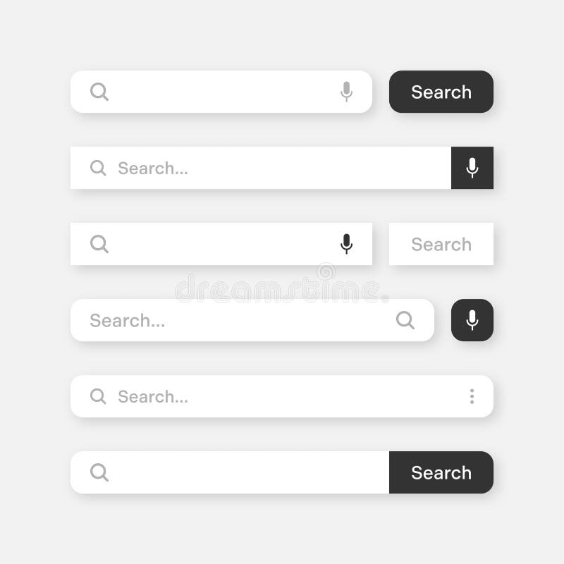 Various Search Bar Templates. Internet Browser Engine with Search Box ...