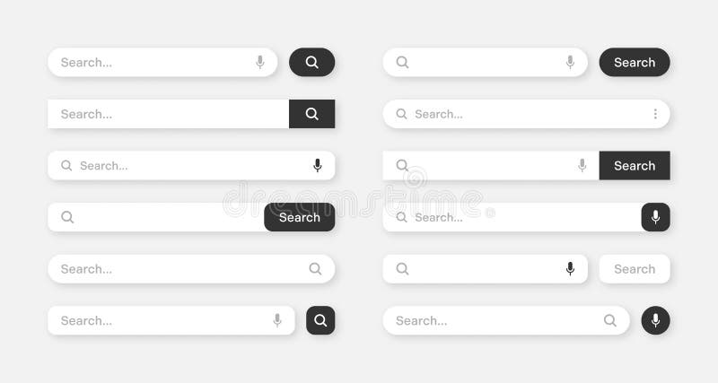 Various Search Bar Templates. Internet Browser Engine with Search Box ...