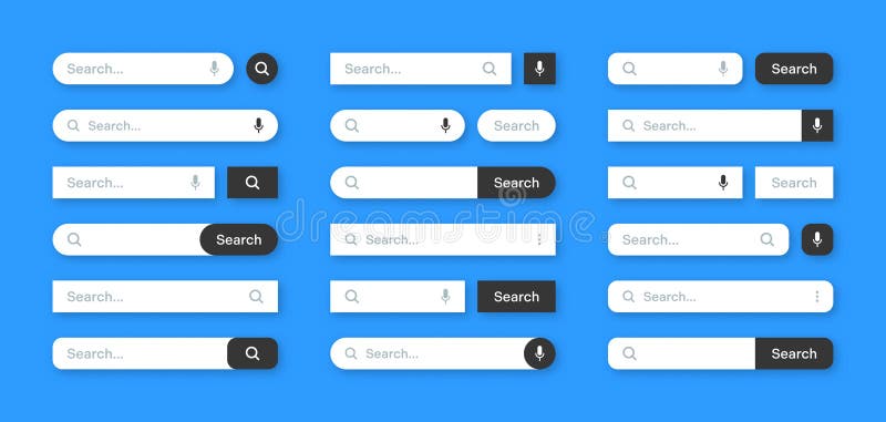 Various Search Bars with Outline Border. Internet Browser Engine with ...