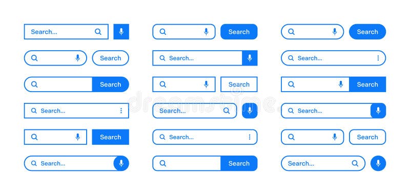 Various Search Bars with Outline Border. Internet Browser Engine with ...