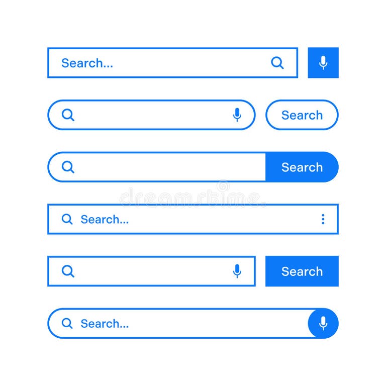 Various Search Bars with Outline Border. Internet Browser Engine with ...