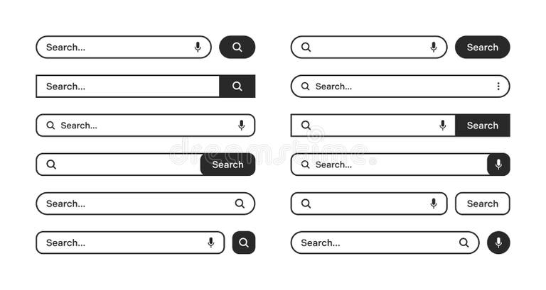 Various Search Bars with Outline Border. Internet Browser Engine with ...