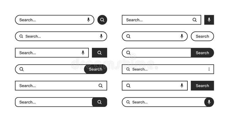 Various Search Bars with Outline Border. Internet Browser Engine with ...