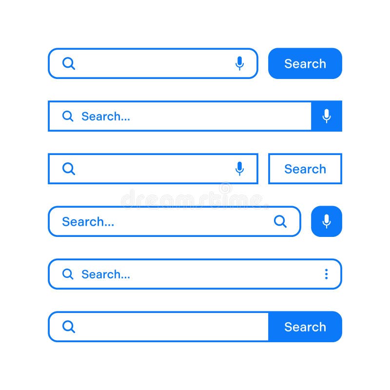 Various Search Bars with Outline Border. Internet Browser Engine with ...