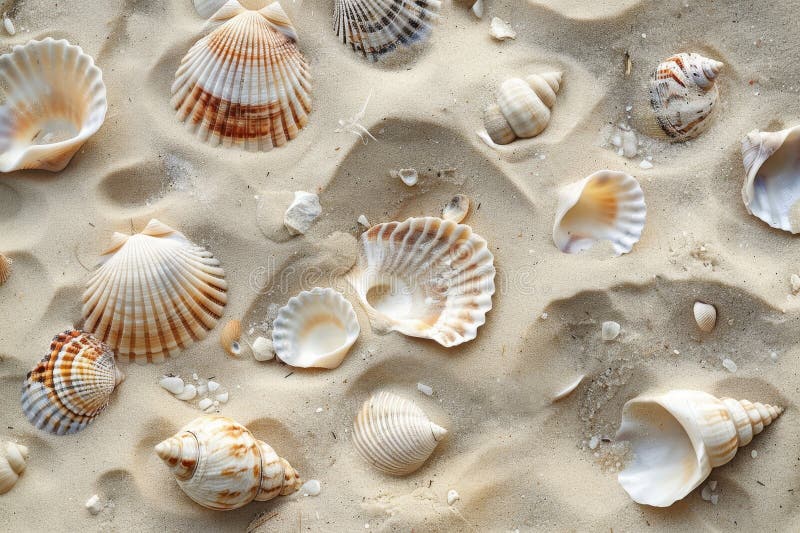 Various Seashells and Fossils are Visible on a Sandy Beach, Fossils and ...