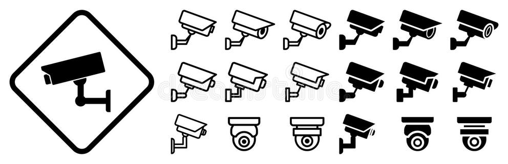 Various Security Camera Icons and Symbols for Surveillance Systems ...