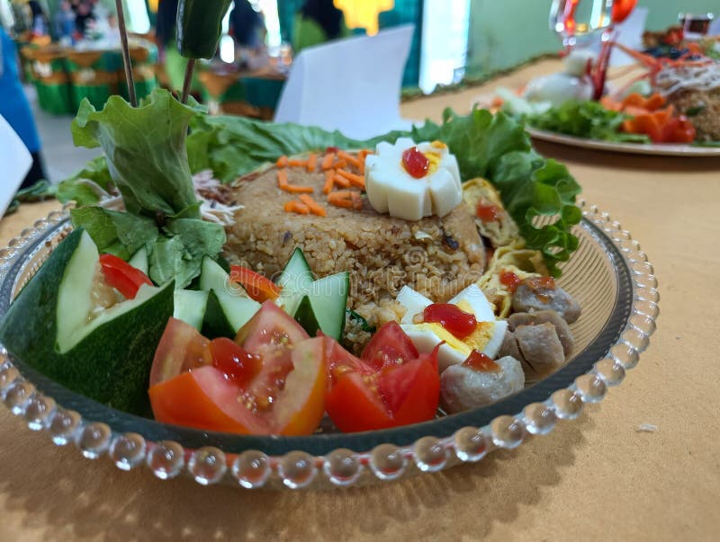 Various Servings of Fried Rice with Various Decoration Stock Image ...