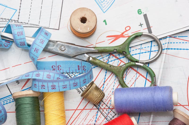 Various Sewing Accessories in the Scheme Stock Image - Image of close ...