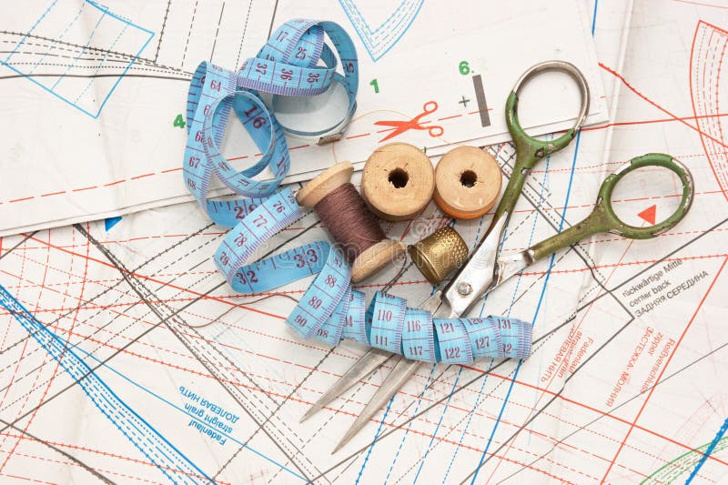 Various Sewing Accessories in the Scheme Stock Photo - Image of fiber ...