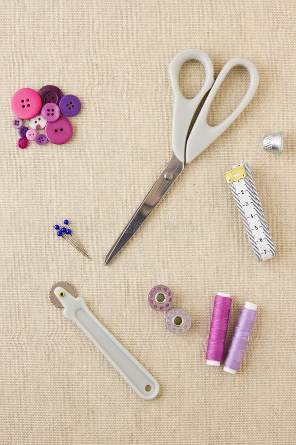 Sewing Accessories in Purple Tones Stock Image - Image of tailors ...