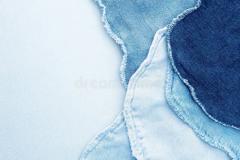 Various Shades of Blue Denim Fabric Overlapping in Abstract Design ...