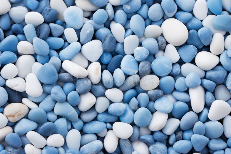 Various Shades of Blue and White Pebbles Arranged in a Decorative ...
