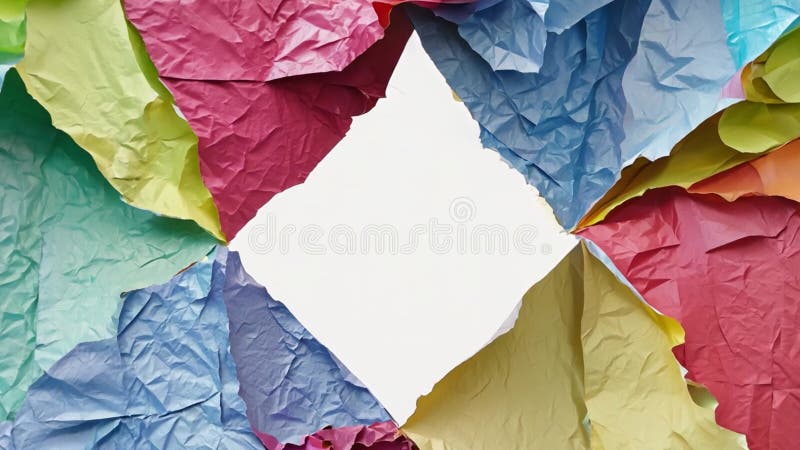 Colorful Crumpled Paper Framing a Blank Space on a Creative Workspace ...
