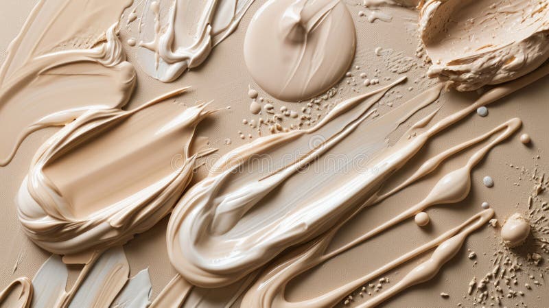 Various Shades and Textures of Cosmetic Foundation Splattered and ...