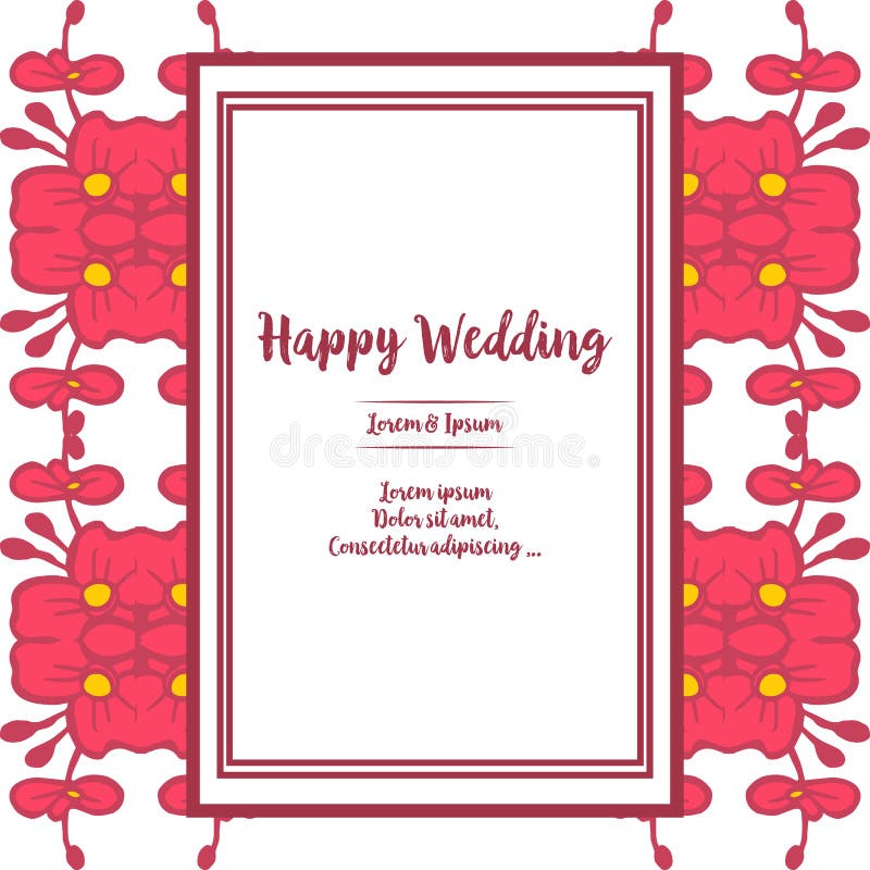 Various Shape of Beautiful Frame, Lettering of Happy Wedding, Design of ...