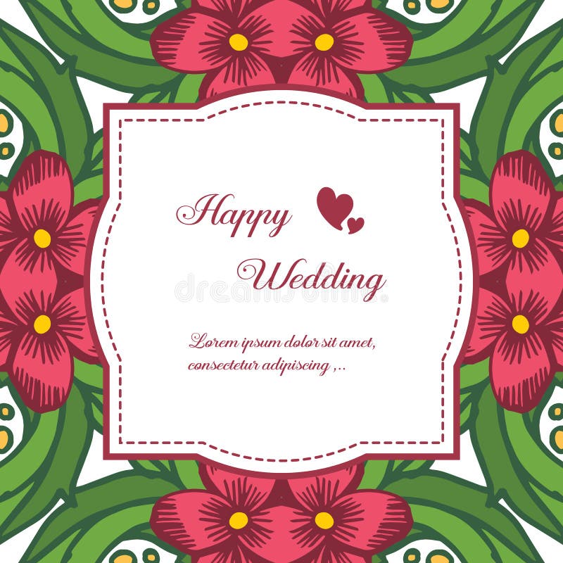 Various Shape of Beautiful Frame, Lettering of Happy Wedding, Design of ...