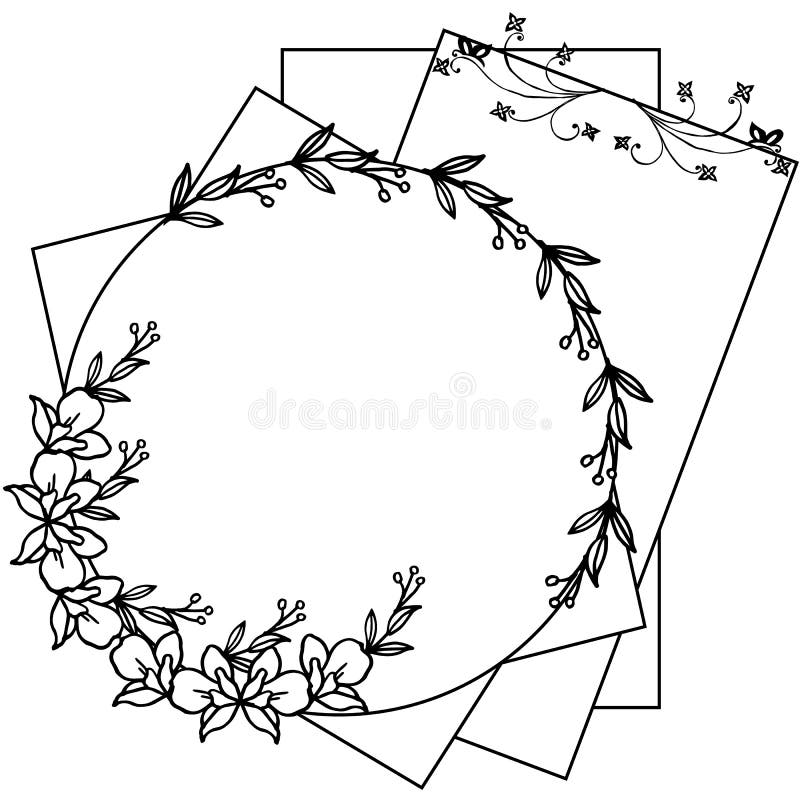 Various Shape Black and White Leaf Floral Frame. Vector Stock Vector ...