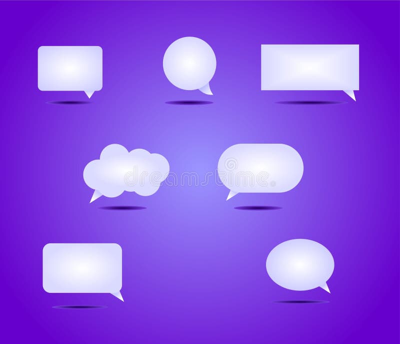 Various Shape of Bubble Text Icon on Purple Background Stock ...