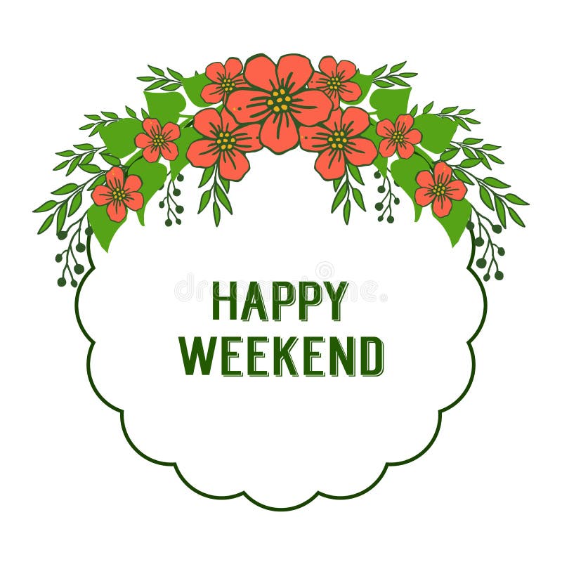 Various Shape Card of Happy Weekend, with Motif Orange Wreath Frame ...