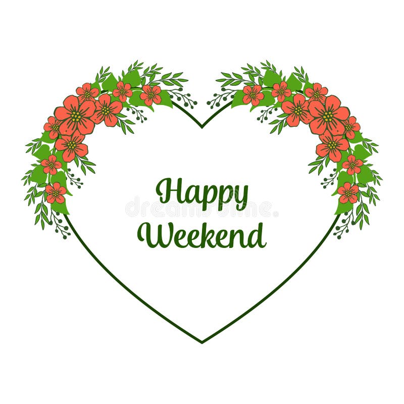 Various Shape Card of Happy Weekend, with Motif Orange Wreath Frame ...
