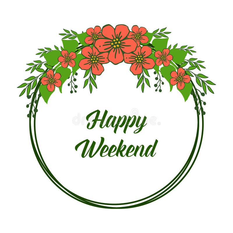 Various Shape Card of Happy Weekend, with Motif Orange Wreath Frame ...