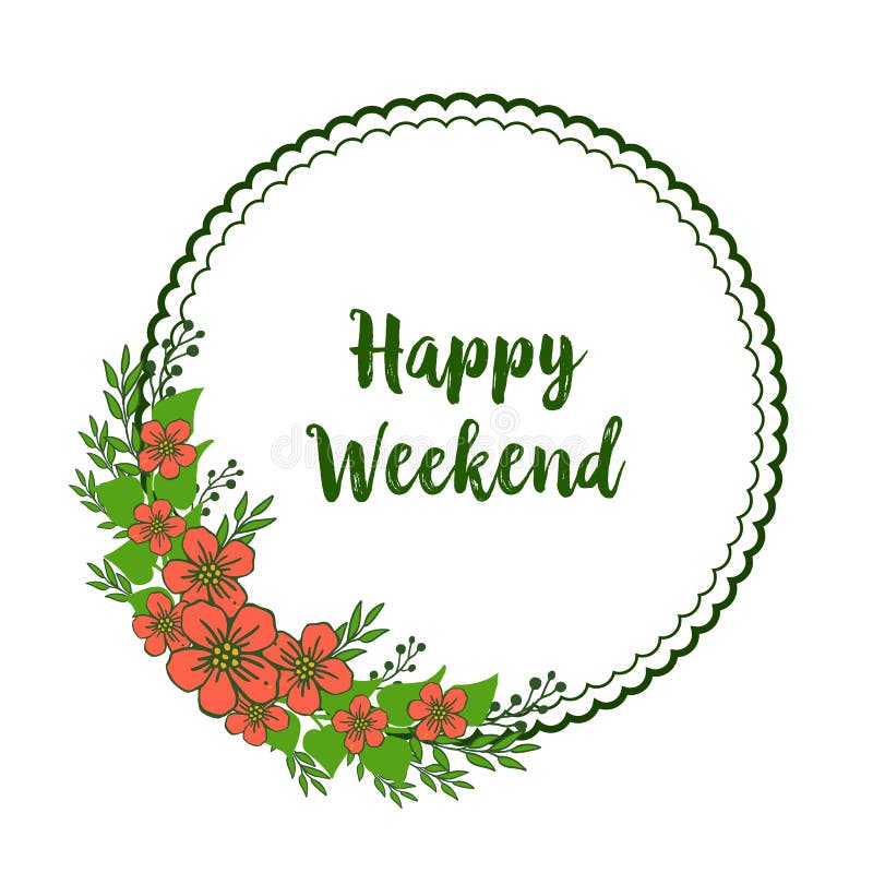 Various Shape Card of Happy Weekend, with Motif Orange Wreath Frame ...