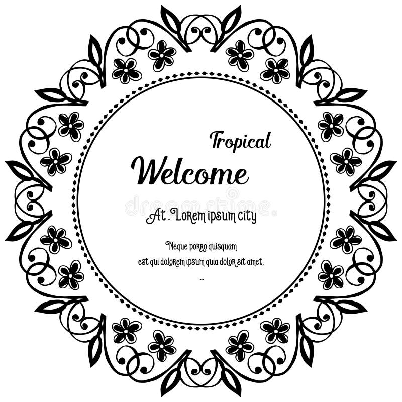 Various Shape of Card, Writing Welcome Tropical with Design Flower ...