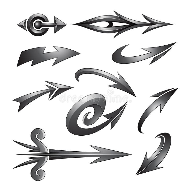 Various Shaped Curvy Grey Arrows Stock Vector - Illustration of brand ...