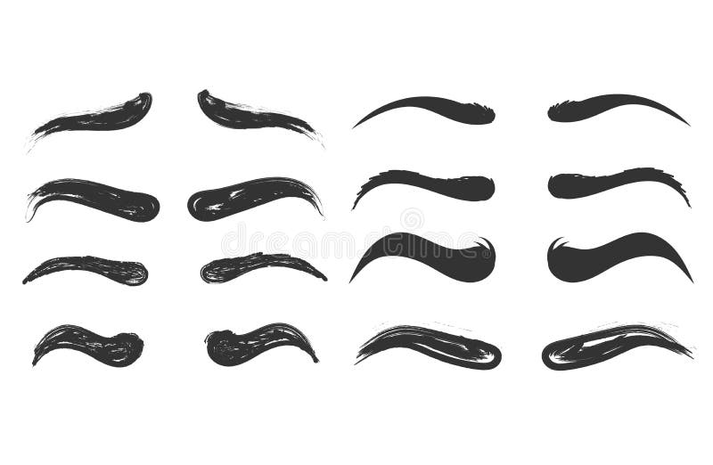 Various Shapes, Angles Thin Eyebrows Hand Drawn. Stock Illustration ...
