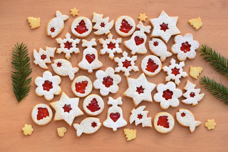 Various Shapes of Linzer Cookies Stock Image - Image of shortbread ...
