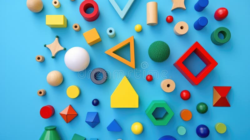 Various Shapes and Sizes Arranged on a Blue Surface. Suitable for ...