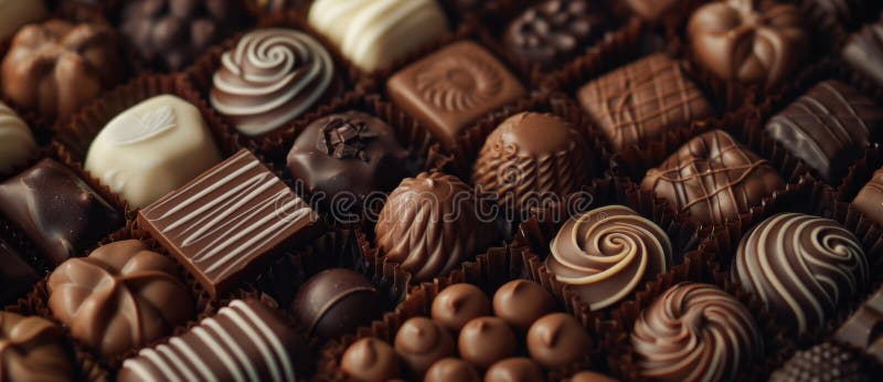 Various Shapes and Sizes of Chocolate Pieces Elegantly Displayed ...
