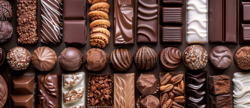 Various Shapes and Sizes of Chocolate Pieces Elegantly Displayed ...