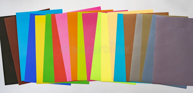 Various Sheets of Color Paper Mix Flat Lay Abstract Background Stock ...
