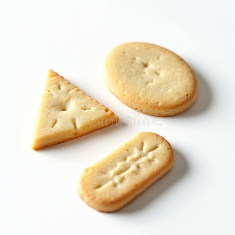 Various Shortbread Cookies on White Background. Triangular Oval ...