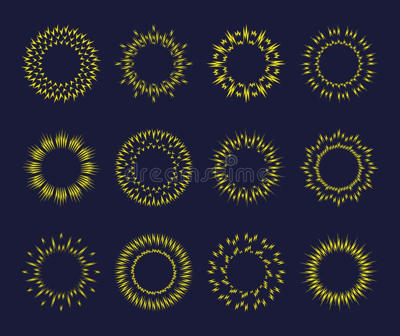 Various Simple Fireworks Design Element Set Stock Illustration ...