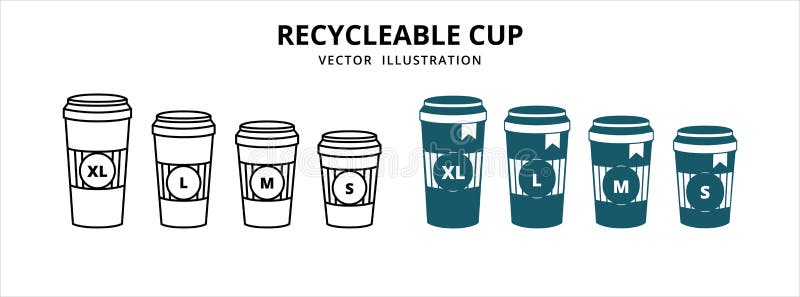 Various Size of Disposable Paper Coffee Cup with Lid Vector Logo ...