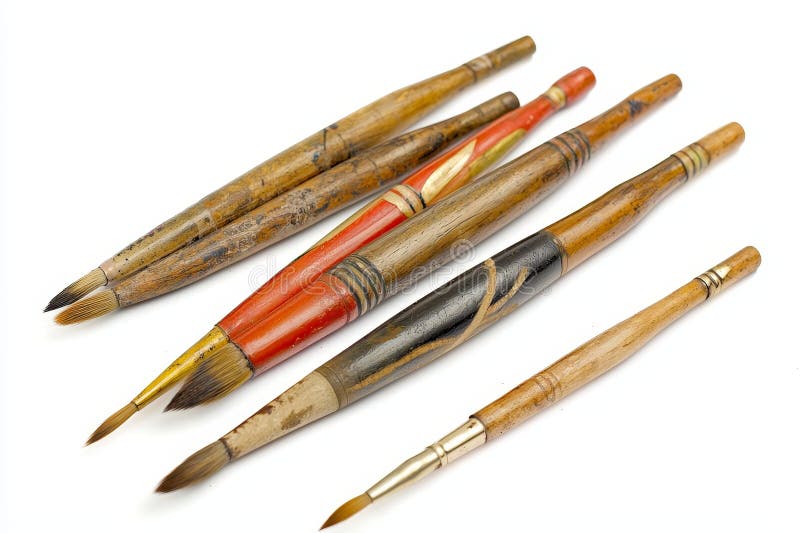 Various Size Paintbrushes Isolated on a Transparent Background. High ...