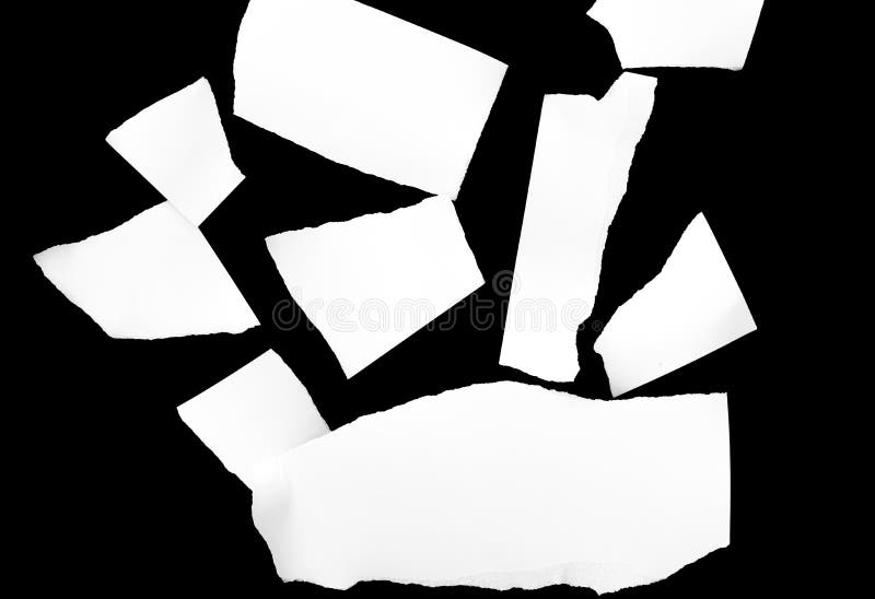 Various Sized White Scrap Paper on Black Background Stock Illustration ...
