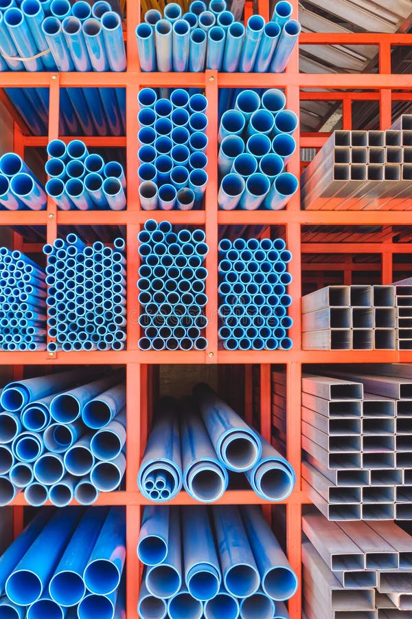 Various Sizes of Many Blue PVC Water Pipes with Carbon Steel ...