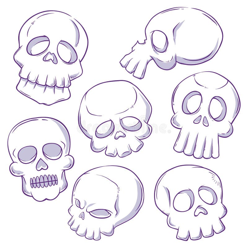 Various Skull Doodle Collection Stock Vector - Illustration of doodle ...
